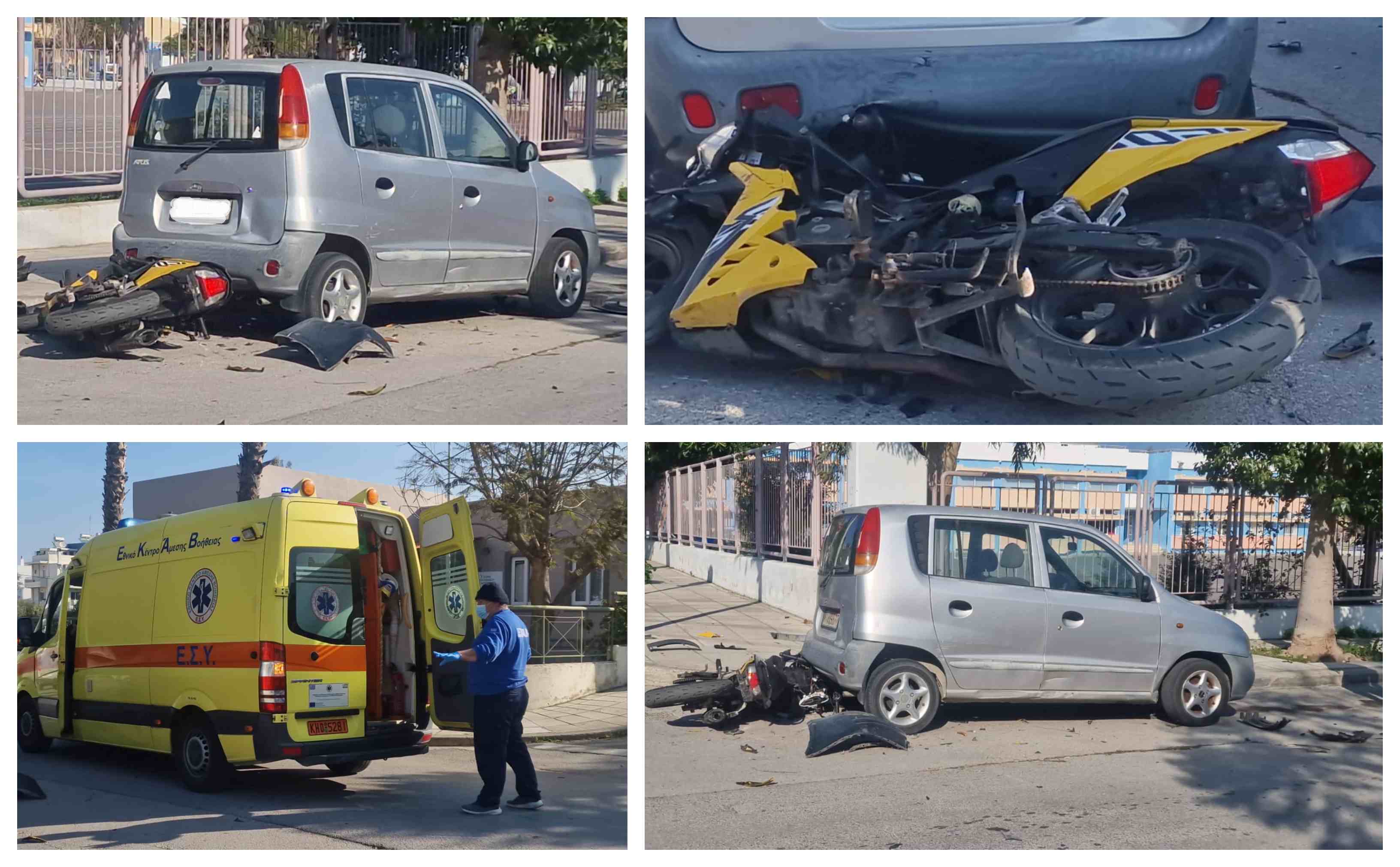 Τροχαίο ατύχημα στην οδό Σκ. Ζερβού (μηχανή συγκρούστηκε με αυτοκίνητο) - Στο νοσοκομείο ...